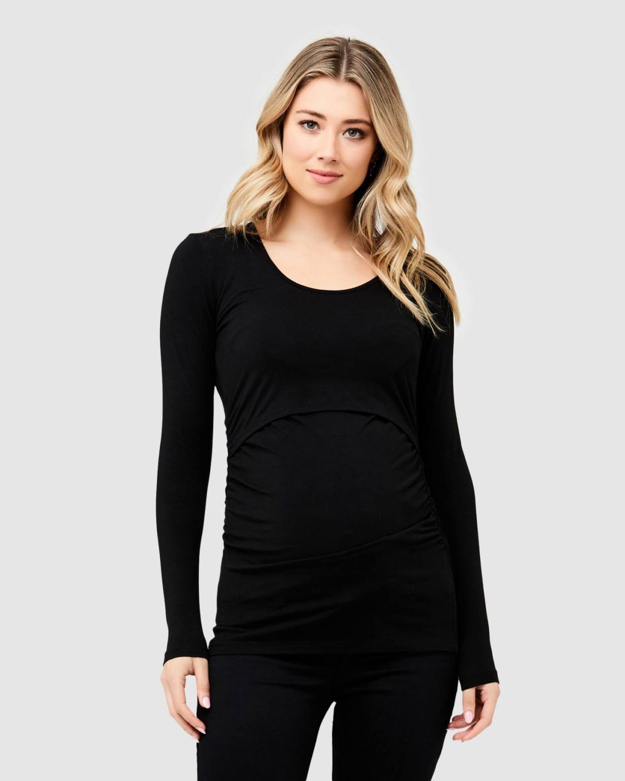 Organic LS Maternity & Nursing Top – Black | 3 Bears