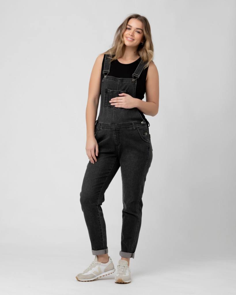 Denim Maternity Overalls – Black – 3 Bears Maternity