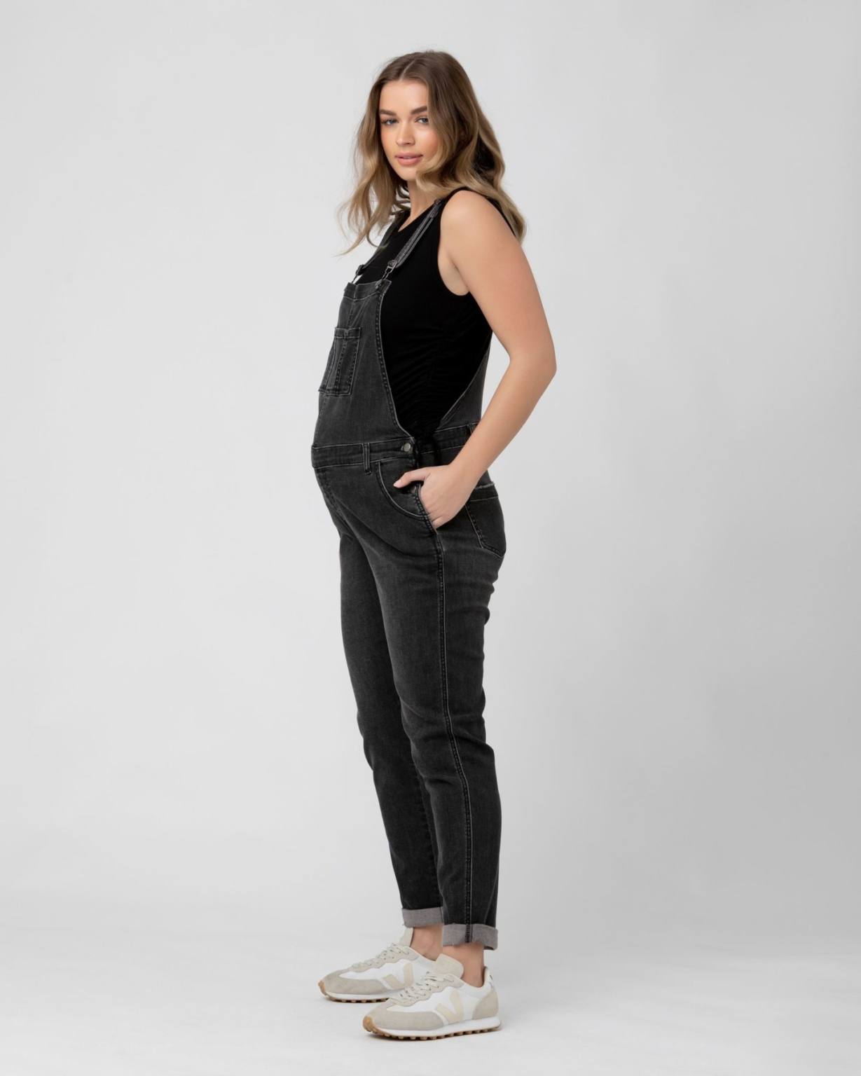 Denim Maternity Overalls – Black – 3 Bears Maternity