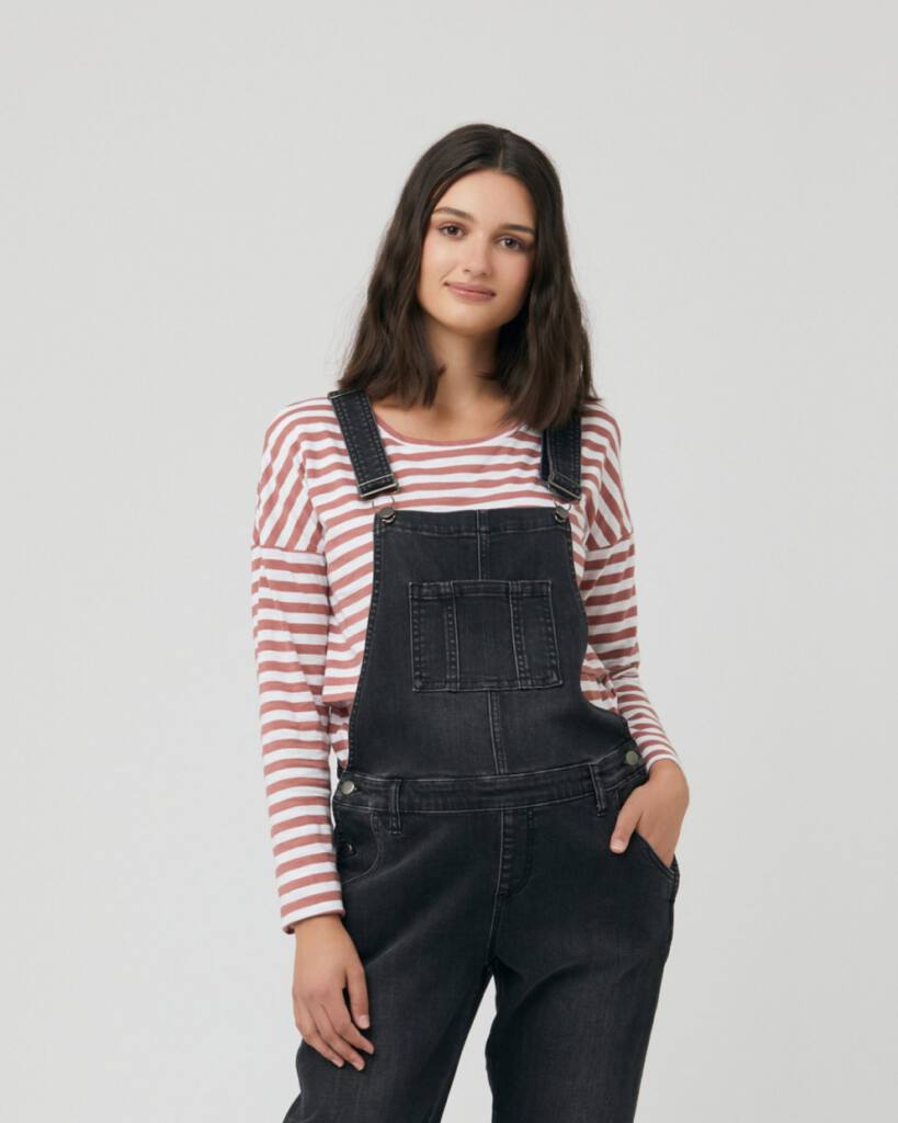 Denim Maternity Overalls – Black – 3 Bears Maternity