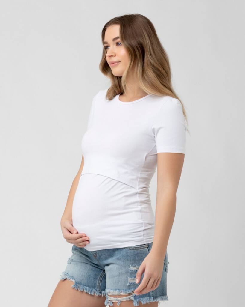 Organic SS Maternity & Nursing Tee – White – 3 Bears Maternity